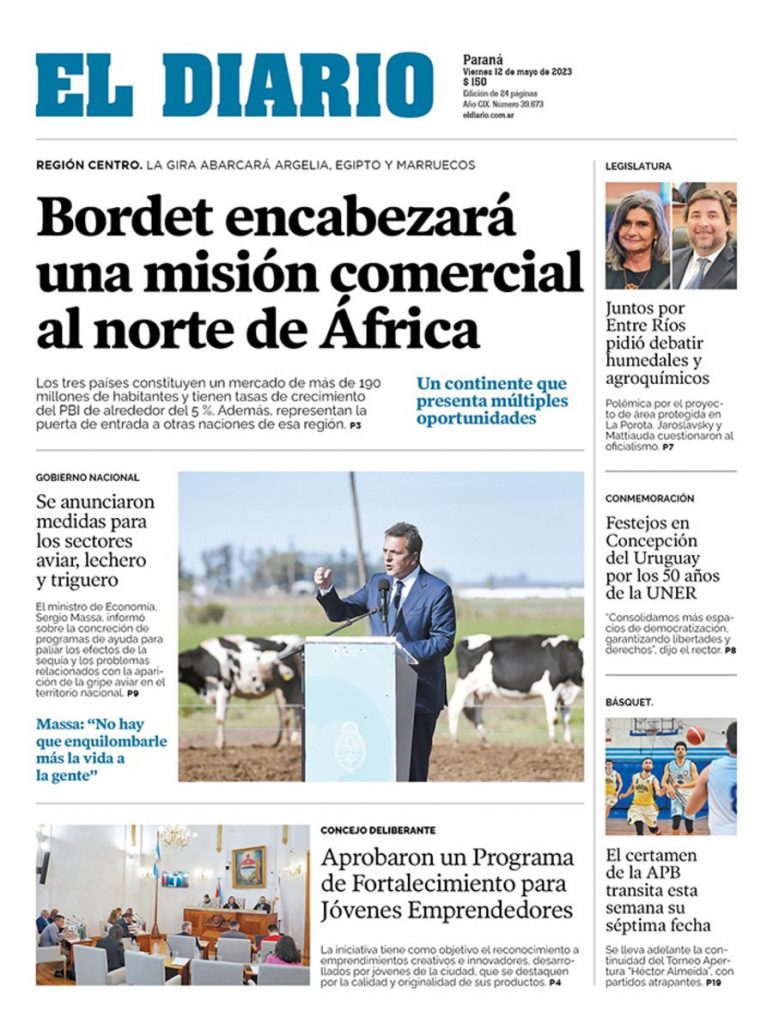 Mirá la tapa de la edición impresa de EL DIARIO 12/05/23 – El Diario Paraná